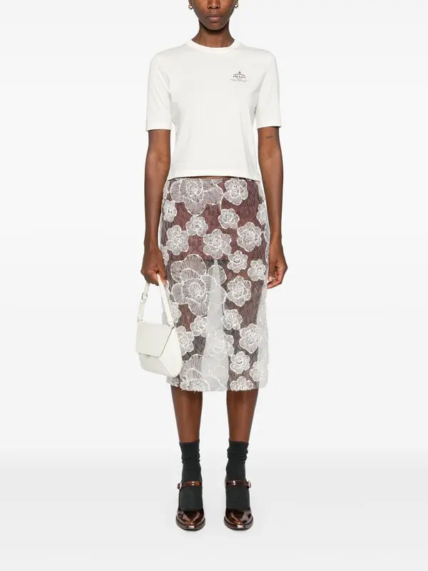 Prada Short Sleeve Crewneck T-shirt With Logo Detail