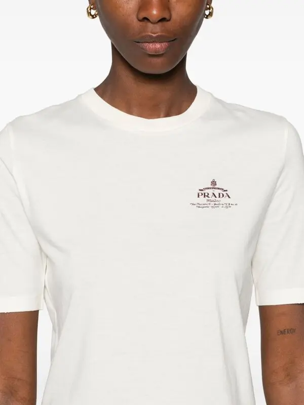 Prada Short Sleeve Crewneck T-shirt With Logo Detail