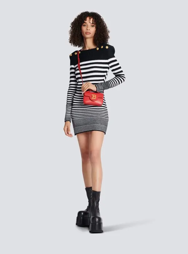 Balmain Striped Button-detailed Mini Dress