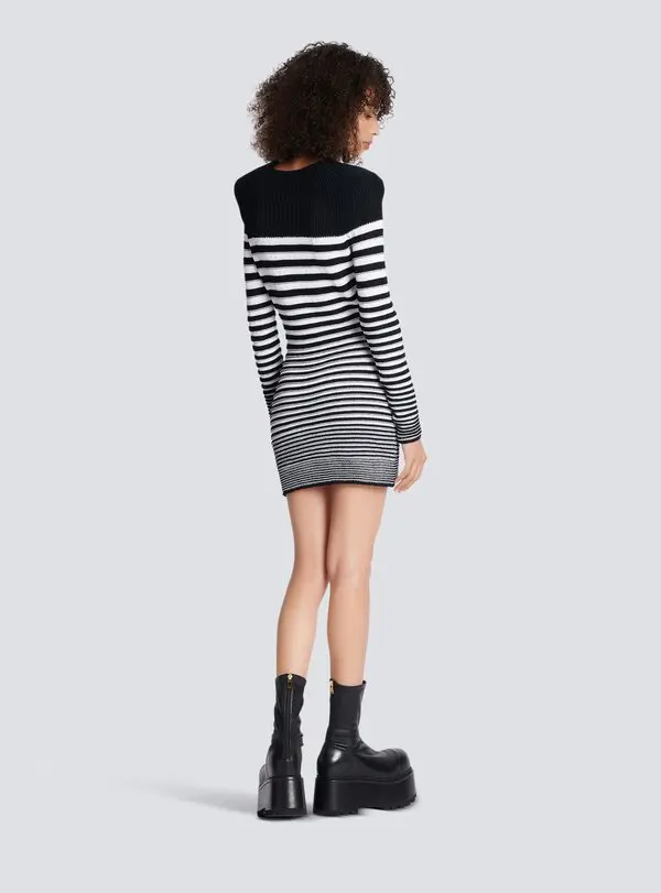Balmain Striped Button-detailed Mini Dress