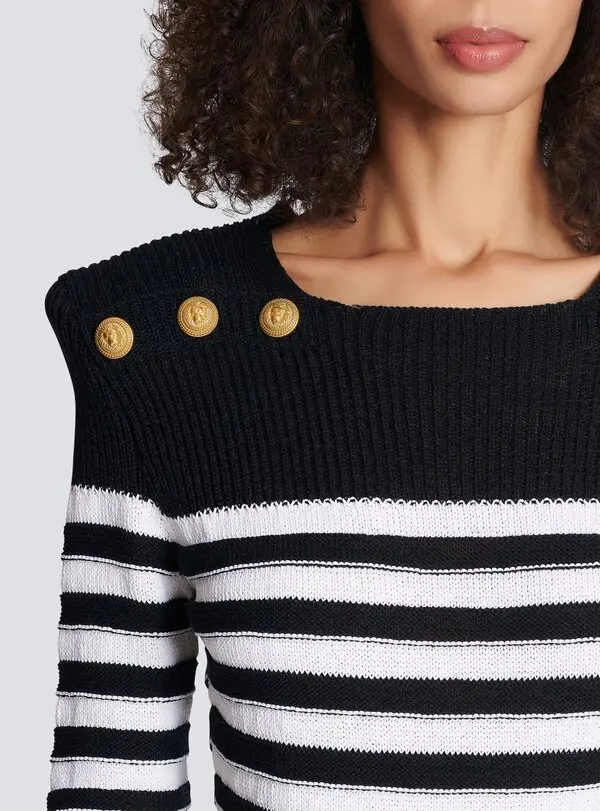 Balmain Striped Button-detailed Mini Dress