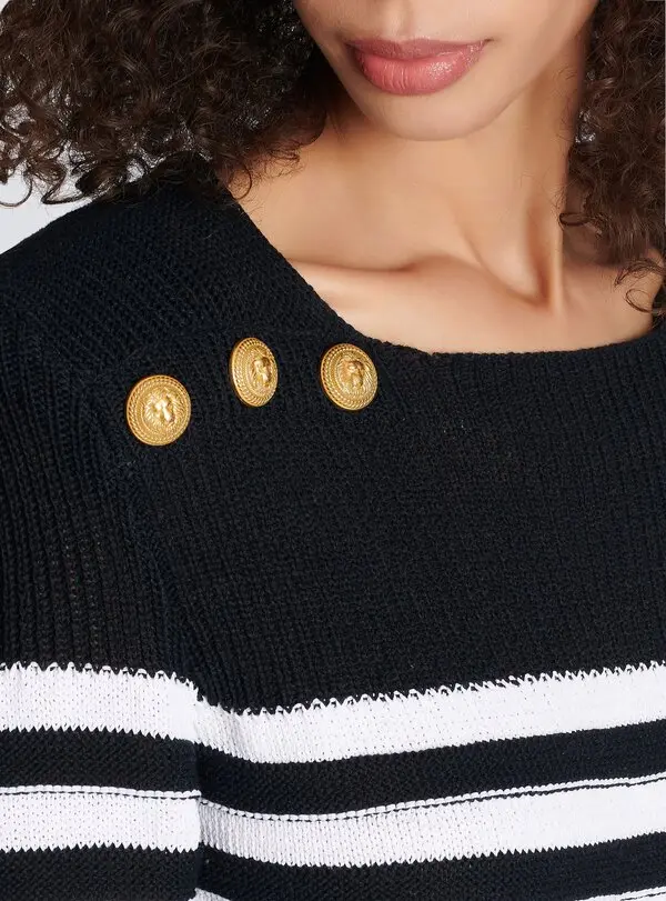 Balmain Striped Button-detailed Mini Dress