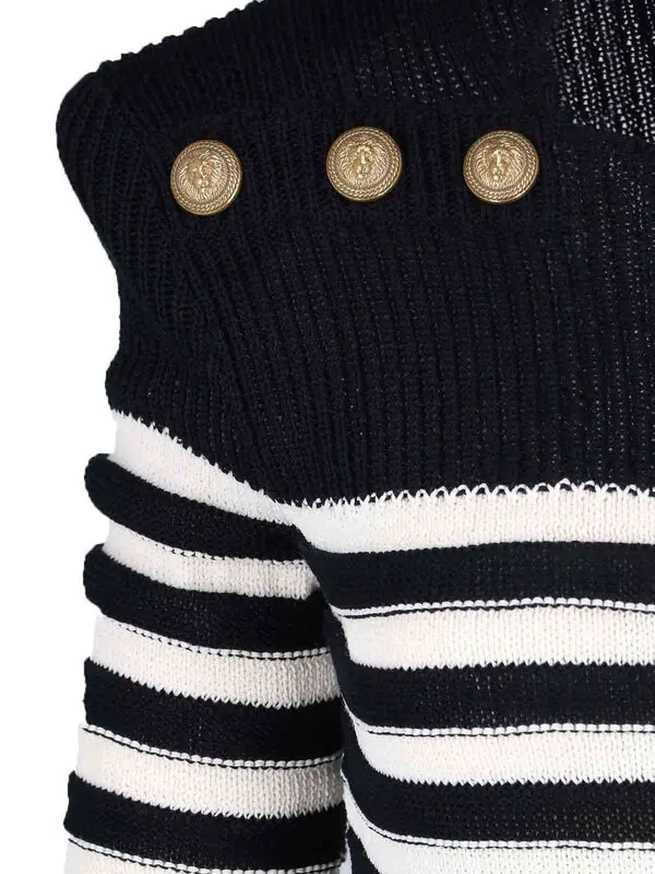 Balmain Striped Button-detailed Mini Dress - No
