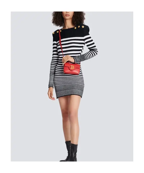 Balmain Striped Button-detailed Mini Dress - No