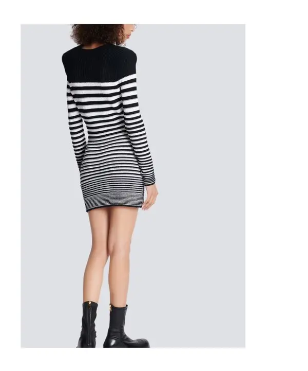 Balmain Striped Button-detailed Mini Dress - No