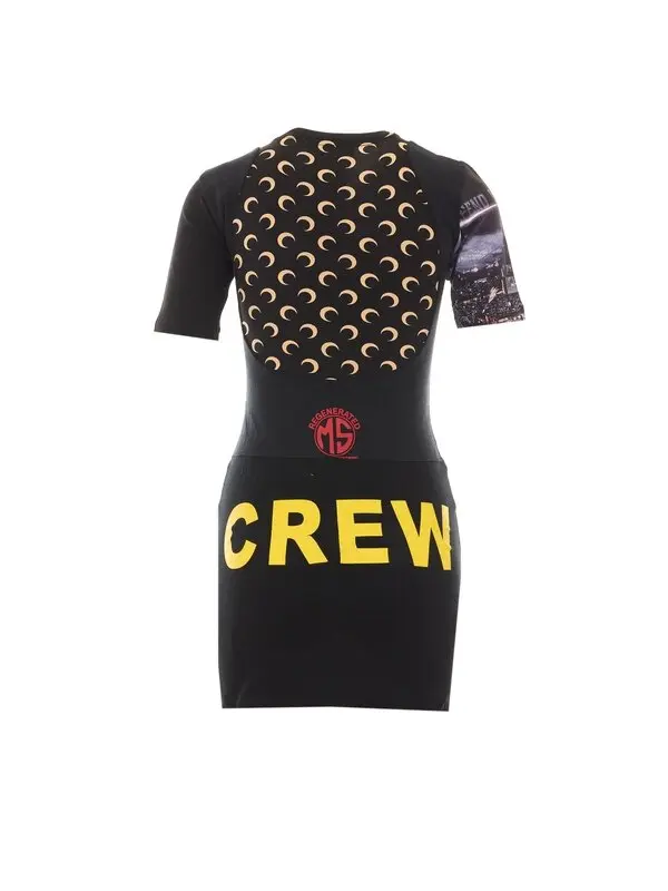 MARINE SERRE Graphic Panel Mini Dress - Black