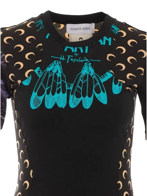 MARINE SERRE Graphic Panel Mini Dress - Black