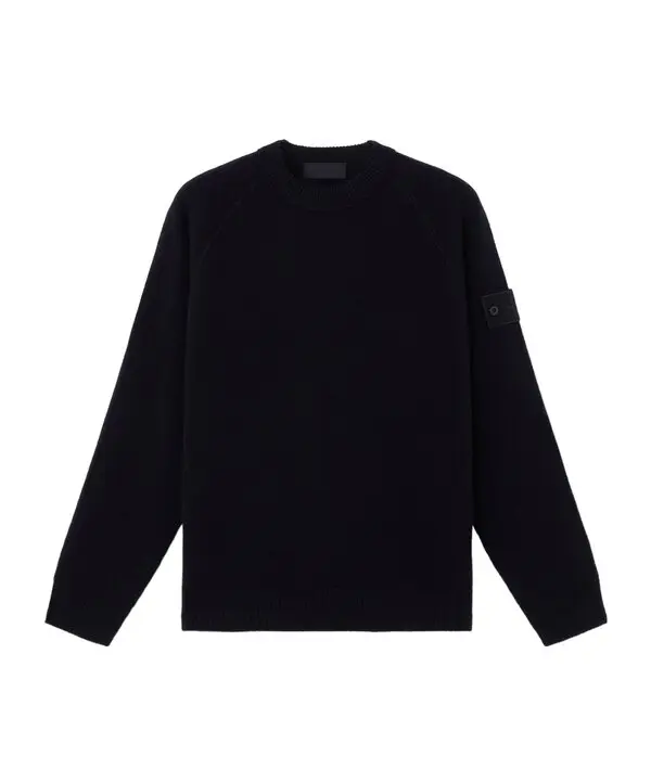 Stone Island Logo Patch Crewneck Jumper - Navy