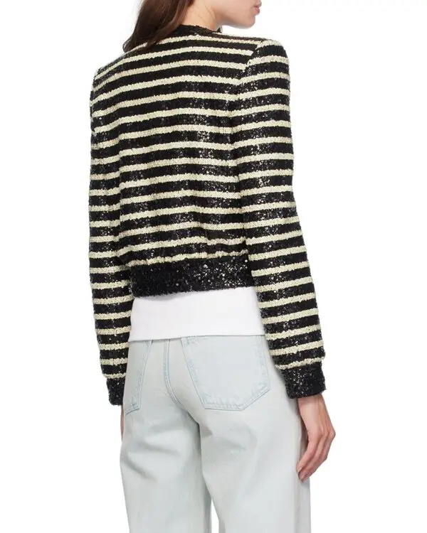 Balmain Striped Sequinned Cropped Jacket