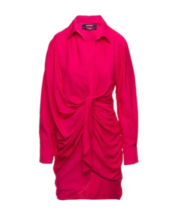 Jacquemus Bahia Twisted Shirt Dress - Red