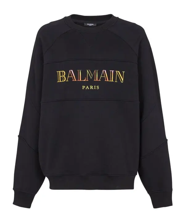 Balmain Vintage Logo Embroidered Oversized Sweatshirt - Black
