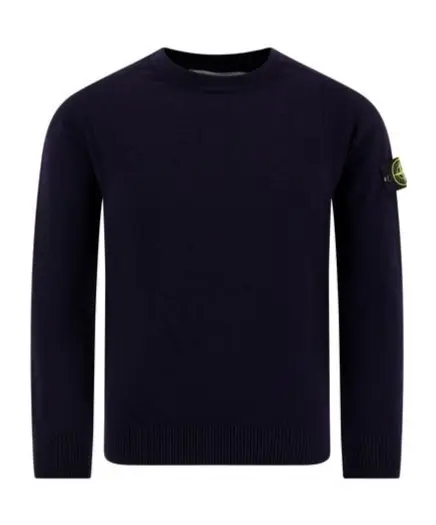 Stone Island Logo Patch Crewneck Sweatshirt - Blue