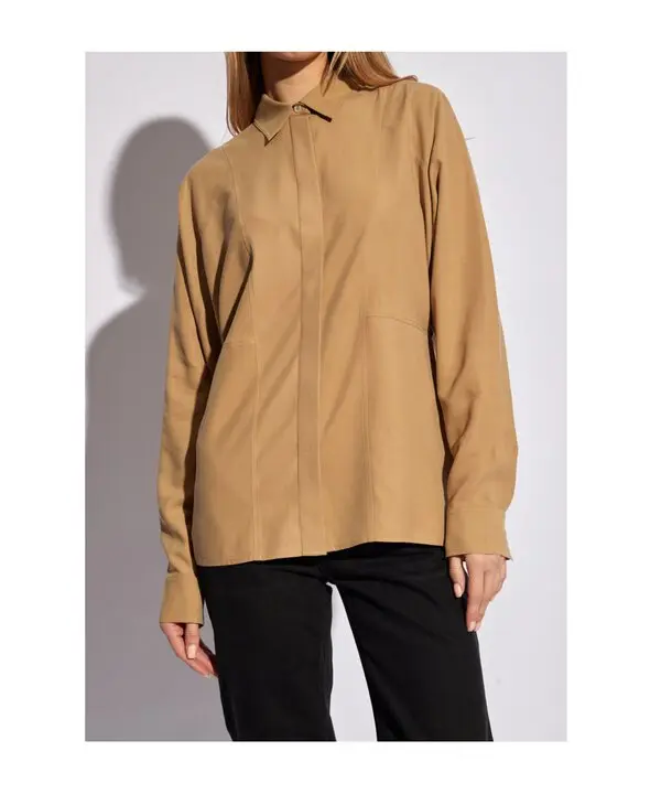 TOTEME Long Sleeve Collared Shirt - Nude