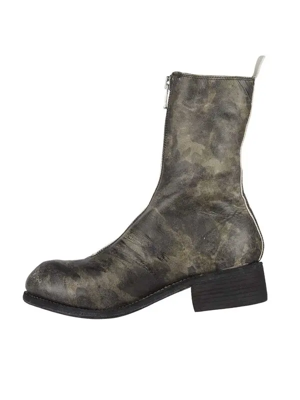 Guidi Pattern Front Zip Ankle Boots