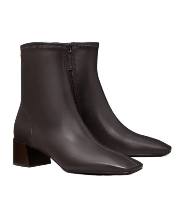 Tory Burch Logo Plaque Square-toe Ankle Boots