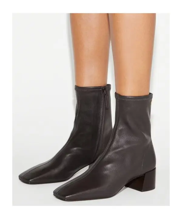 Tory Burch Logo Plaque Square-toe Ankle Boots