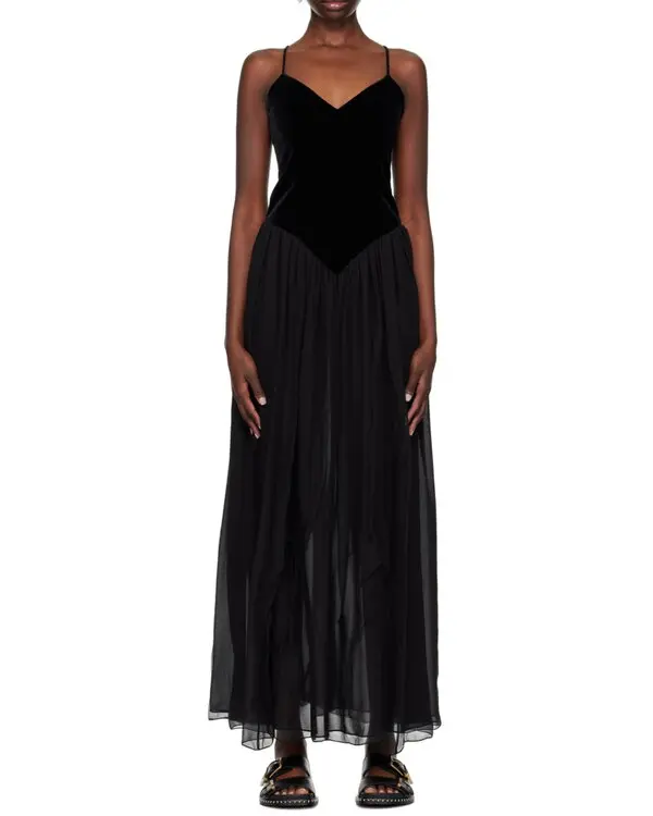 Chloé Velvet And Chiffon Maxi Dress