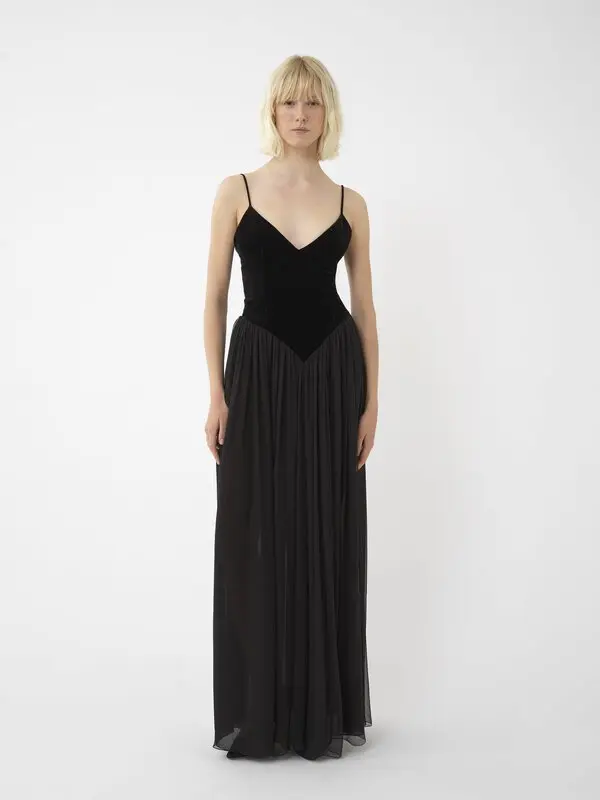 Chloé Velvet And Chiffon Maxi Dress