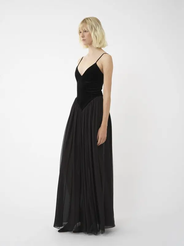 Chloé Velvet And Chiffon Maxi Dress