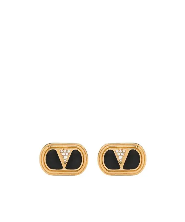 Valentino Garavani Ovalette Embellished Earrings - Yellow