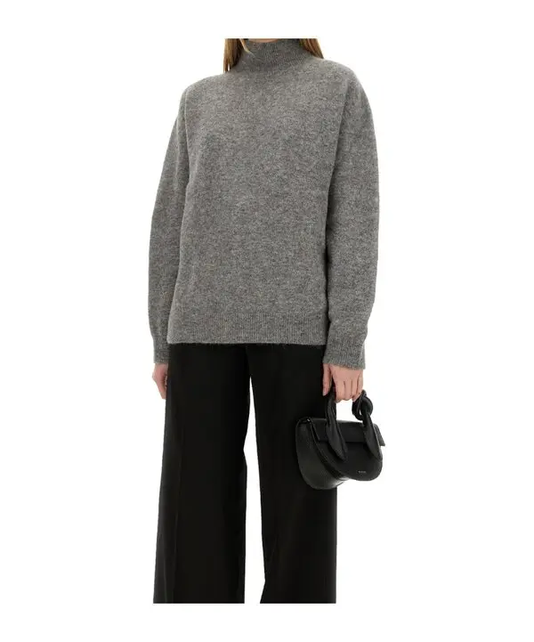 ALYSI High-neck Knitted Jumper - Gray