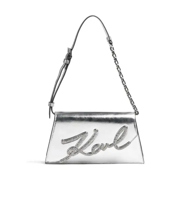 Karl Lagerfeld Logo Shoulder Bag - Silver