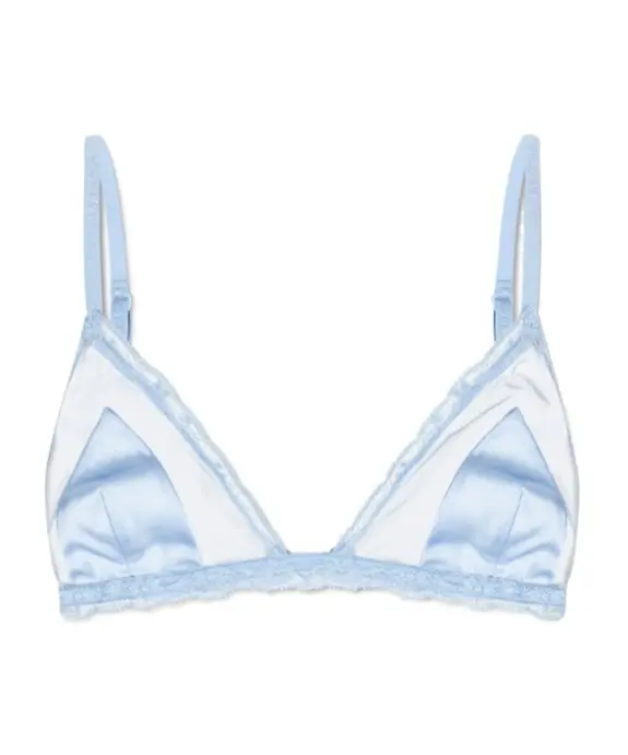 Dolce & Gabbana Dolce Gabbana Lace Detailed Satin Triangle Bra - Blue