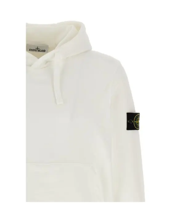 Stone Island Compass Patch Drawstring Hoodie - White