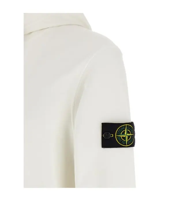 Stone Island Compass Patch Drawstring Hoodie - White