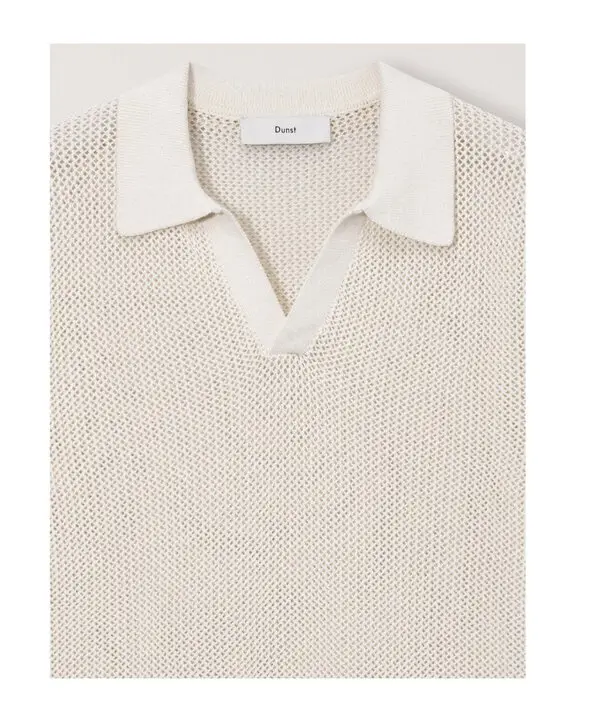 DUNST Open-knit Polo-collar T-shirt - Ivory