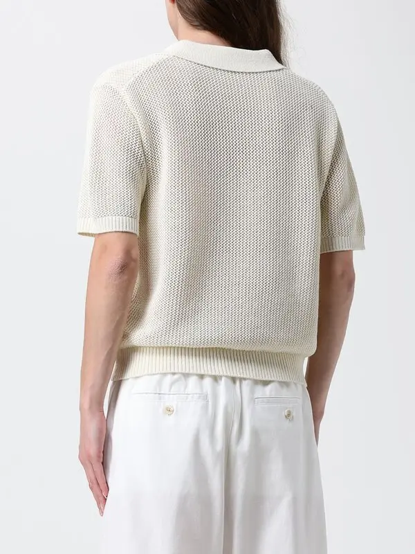 DUNST Open-knit Polo-collar T-shirt - Ivory