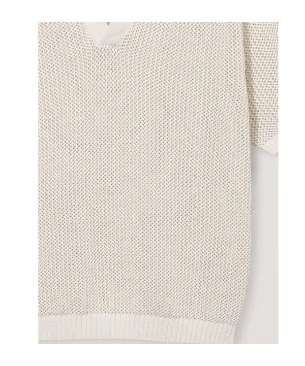 DUNST Open-knit Polo-collar T-shirt - Ivory