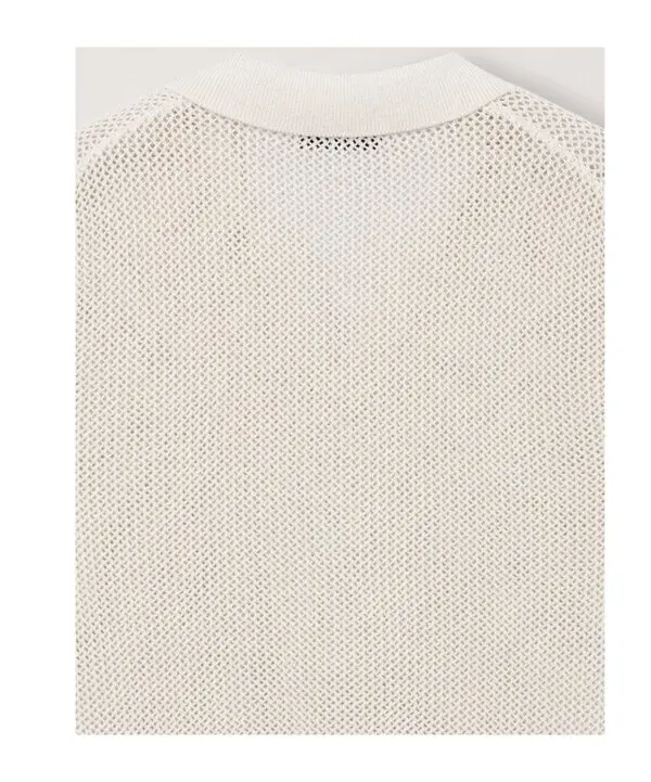 DUNST Open-knit Polo-collar T-shirt - Ivory