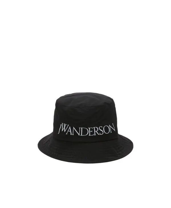 J.W.ANDERSON Jw Anderson Logo Embroidered Wide Brim Bucket Hat - Black