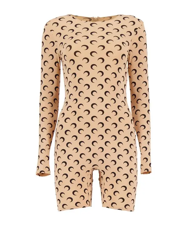 MARINE SERRE Moon Print Short Jumpsuit - Nude