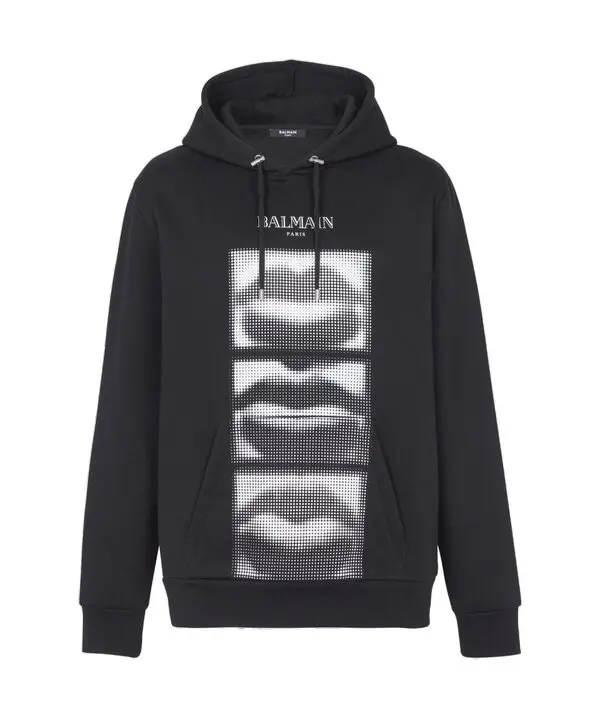 Balmain Hoodie With Vintage Logo And Lip Print