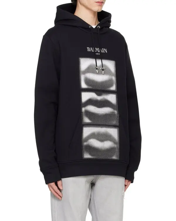 Balmain Hoodie With Vintage Logo And Lip Print