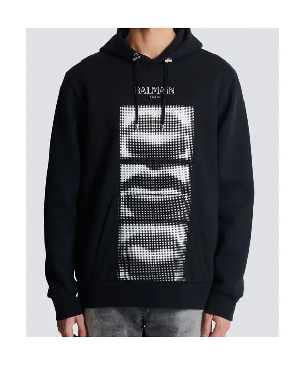 Balmain Hoodie With Vintage Logo And Lip Print