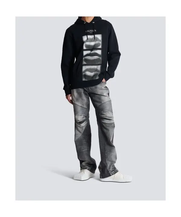 Balmain Hoodie With Vintage Logo And Lip Print