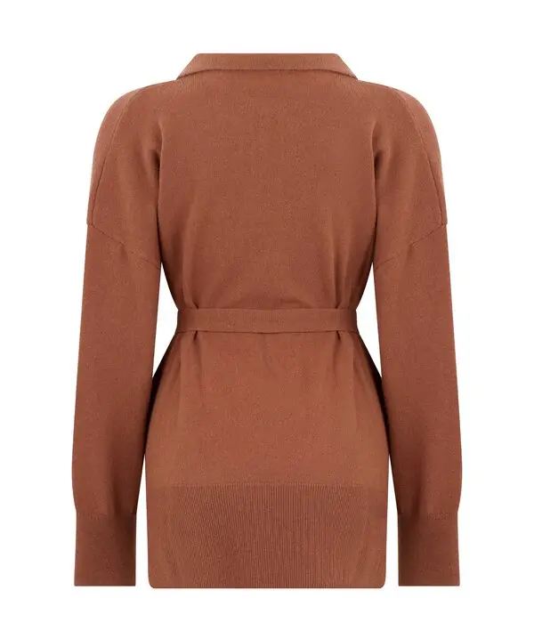 YVES SALOMON Belted Polo Knitted Sweater