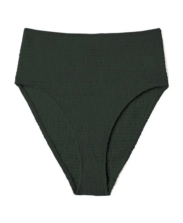 TOTEME Smocked High-waist Bikini Bottoms - Black