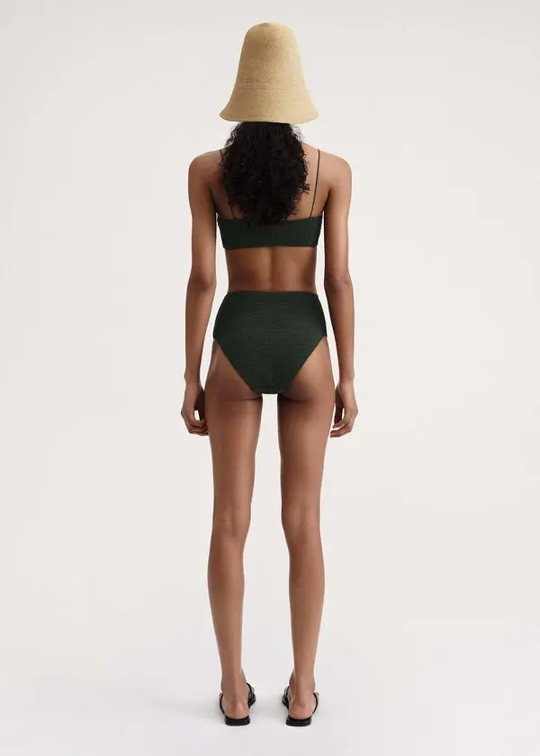 TOTEME Smocked High-waist Bikini Bottoms - Black