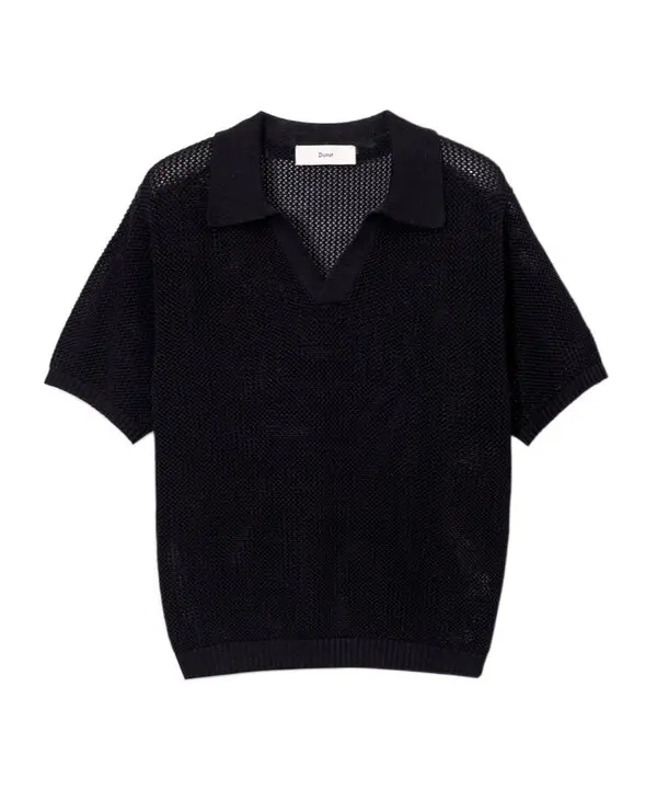 DUNST Short-sleeved Knit Polo Shirt - Black