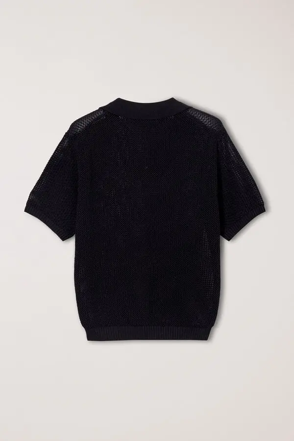 DUNST Short-sleeved Knit Polo Shirt - Black