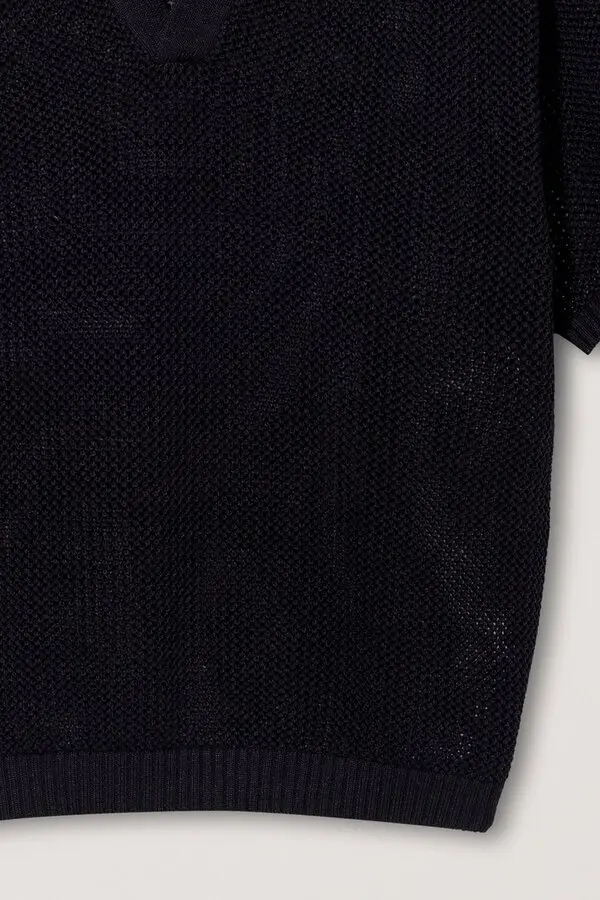 DUNST Short-sleeved Knit Polo Shirt - Black