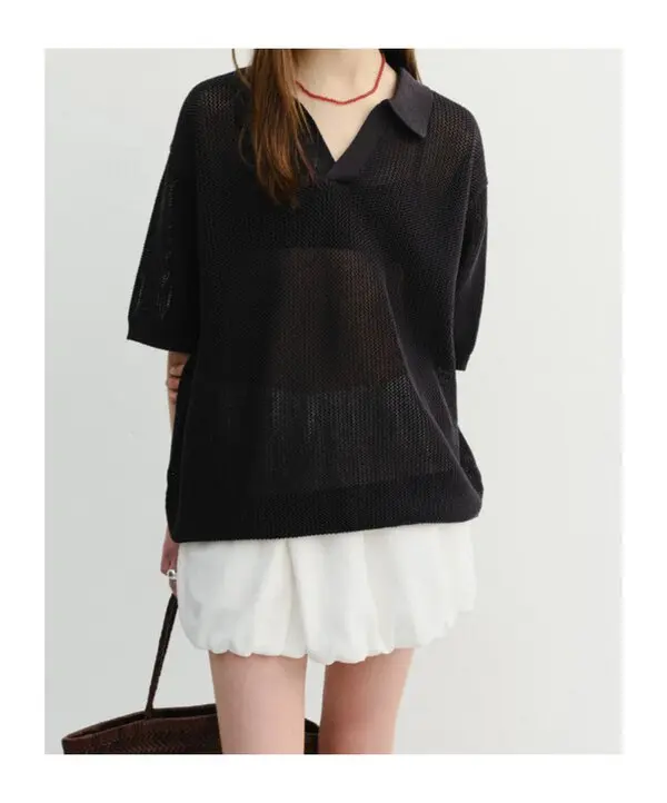 DUNST Short-sleeved Knit Polo Shirt - Black