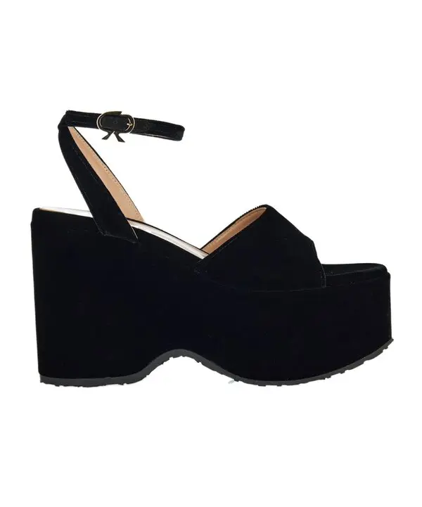 GIANVITO ROSSI Velvet Platform Sandals - Black