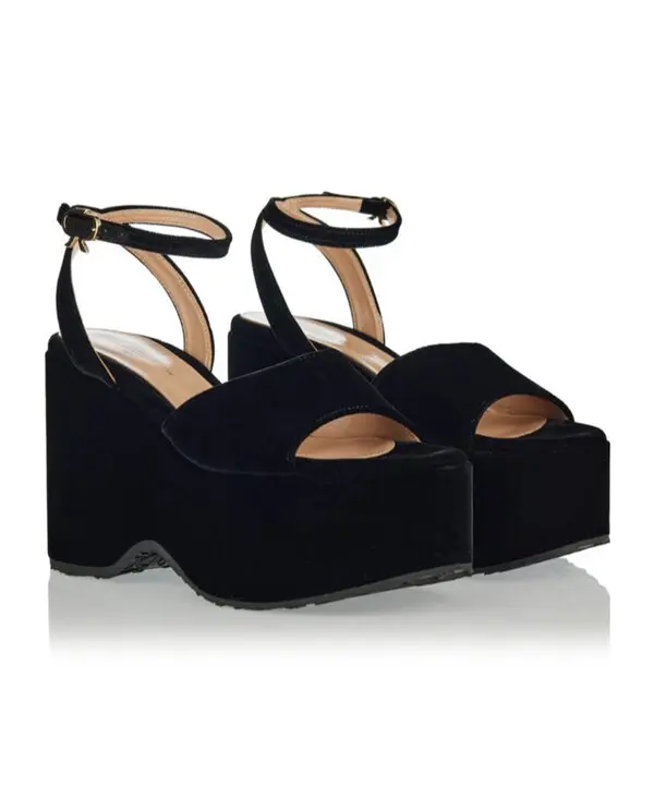 GIANVITO ROSSI Velvet Platform Sandals - Black