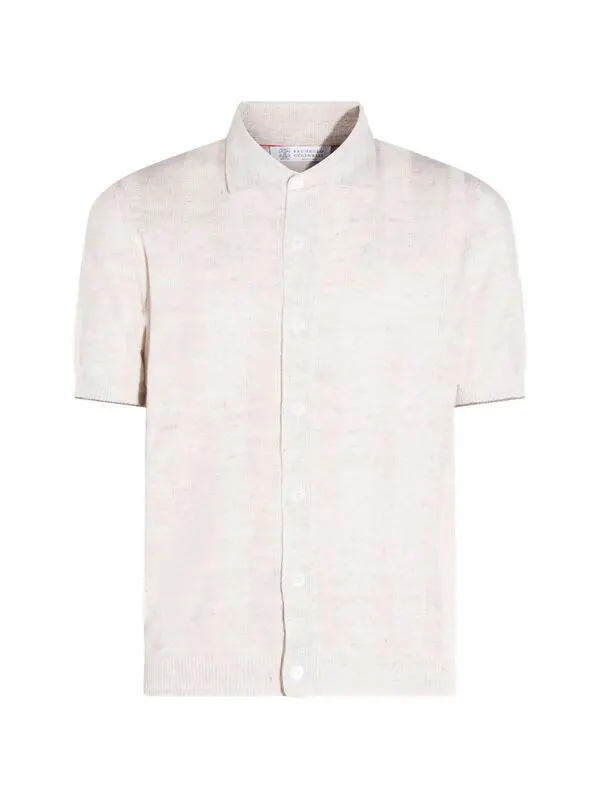 Brunello Cucinelli Short-sleeved Knitted Shirt - Beige