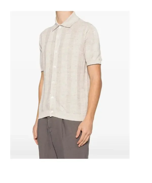 Brunello Cucinelli Short-sleeved Knitted Shirt - Beige